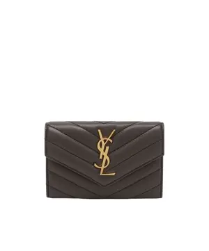 Saint Laurent Cassandre Matelassé Small Envelope Wallet - Black