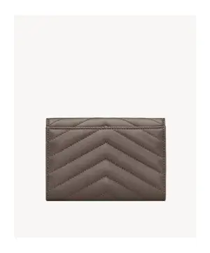 Saint Laurent Cassandre Matelassé Small Envelope Wallet - Gray