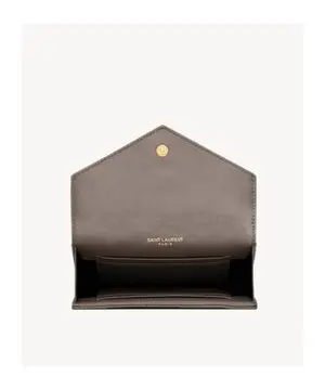 Saint Laurent Cassandre Matelassé Small Envelope Wallet - Gray