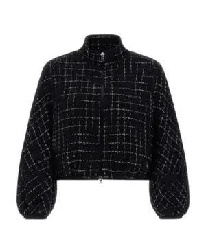 Herno Grid-patterned Cropped Zip Jacket