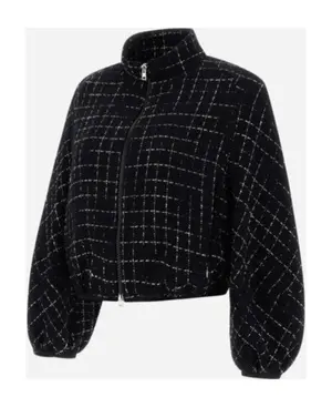 Herno Grid-patterned Cropped Zip Jacket
