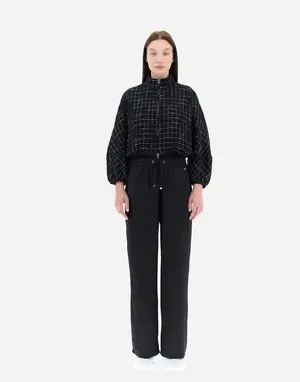 Herno Grid-patterned Cropped Zip Jacket