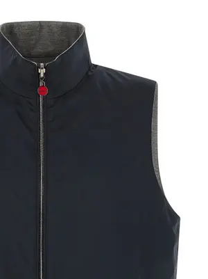 Kiton Reversible High Neck Vest - Blue