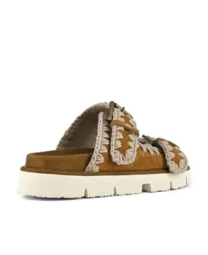 Mou Suede Sandals With Double Straps And Trademark Stitching