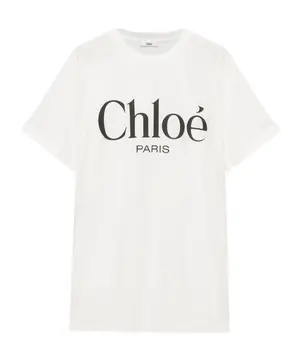 Chloé Logo Printed Oversized T-shirt - White