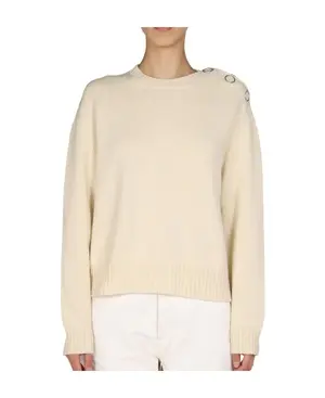 JIL SANDER Button Detailed Crewneck Knit Jumper - No