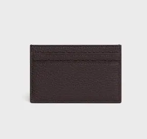 Celine Medium Card Holder In Grained Calfskin - Black