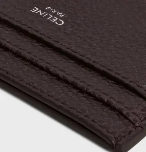 Celine Medium Card Holder In Grained Calfskin - Black