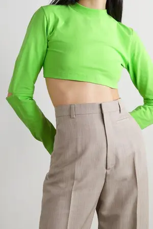 Jacquemus Cropped Long Sleeve T-shirt With Open Back Detail - Green