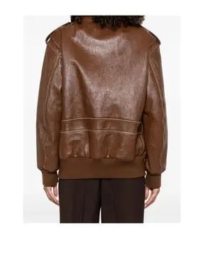 Prada Nappa Leather Bomber Jacket With Fur Collar