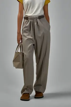 Loewe Pressed Crease Belted Trousers - Mixed Beige