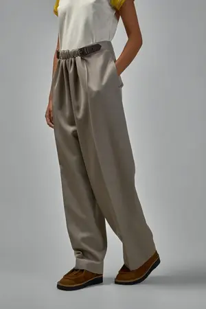 Loewe Pressed Crease Belted Trousers - Mixed Beige