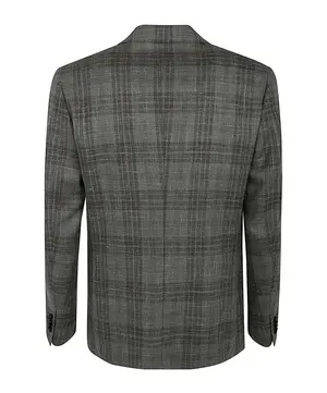 Zegna Single Breasted Checked Tailored Blazer