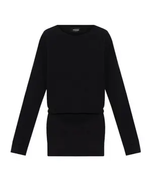 Dsquared2 Slogan Printed Long Sleeve Mini Dress - Black