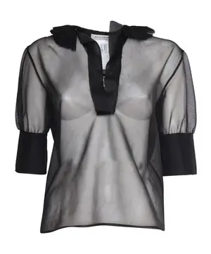 Philosophy Di Lorenzo Serafini Pleated-collar Sheer Blouse