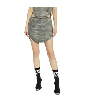 DIESEL® De-ada-fsg Checkered Distressed Skirt - Gray
