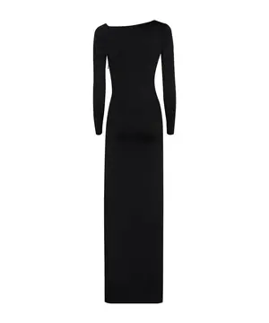 Victoria Beckham Off-shoulder Draped Satin Gown - Black