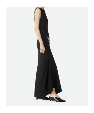 Bottega Veneta Sleeveless Maxi Dress With Metal Pendant Detail