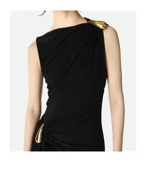Bottega Veneta Sleeveless Maxi Dress With Metal Pendant Detail