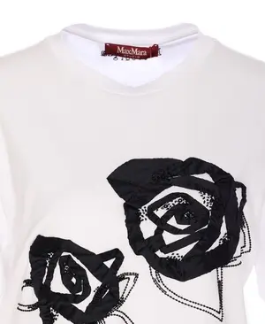 Max Mara Embellished Floral Crewneck T-shirt - White