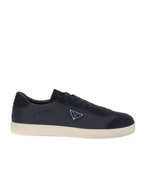 Prada Triangle Logo Lace-up Sneakers - Blue