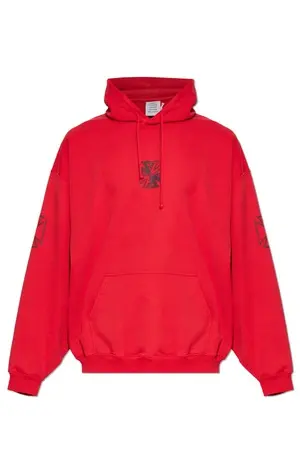 Vetements Long-sleeved Hooded Sweatshirt - Red