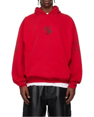 Vetements Long-sleeved Hooded Sweatshirt - Red