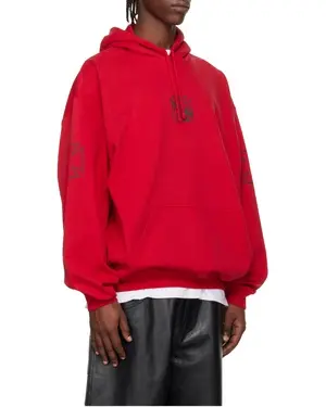 Vetements Long-sleeved Hooded Sweatshirt - Red