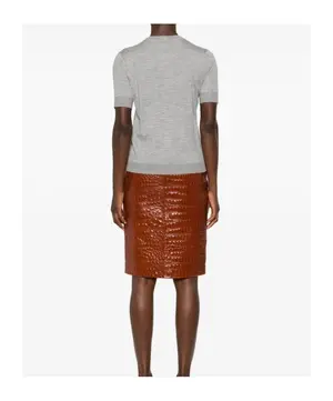 Gucci Cashmere Silk Top With Embroidered Logo