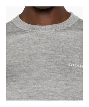 Gucci Cashmere Silk Top With Embroidered Logo