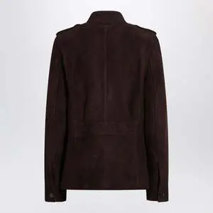 Prada Long-sleeved Button-up Jacket With Stand Collar - Brown