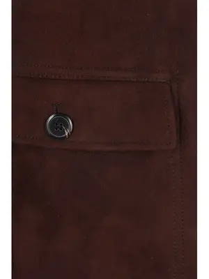 Prada Long-sleeved Button-up Jacket With Stand Collar - Brown