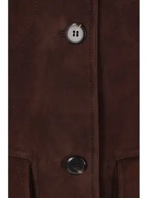 Prada Long-sleeved Button-up Jacket With Stand Collar - Brown
