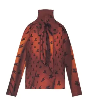 Acne Studios Fitted Printed Turtleneck Long Sleeve T-shirt