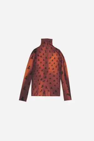 Acne Studios Fitted Printed Turtleneck Long Sleeve T-shirt