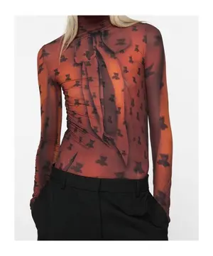 Acne Studios Fitted Printed Turtleneck Long Sleeve T-shirt