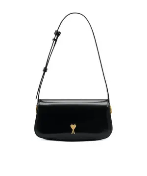 Ami Logo Plaque Shoulder Bag - Black