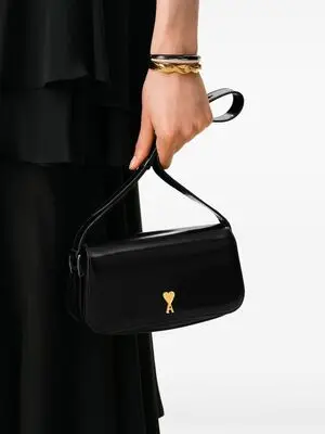 Ami Logo Plaque Shoulder Bag - Black