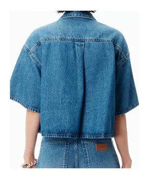 Alexander Wang Cropped Denim Shirt With Logo Pocket