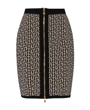 Balmain Monogram Zip-up Mini Skirt