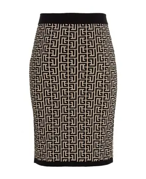 Balmain Monogram Zip-up Mini Skirt