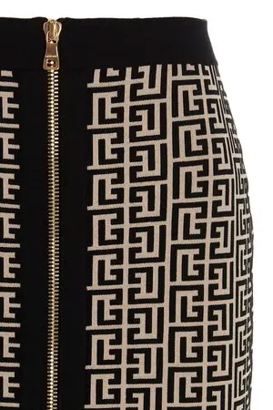 Balmain Monogram Zip-up Mini Skirt