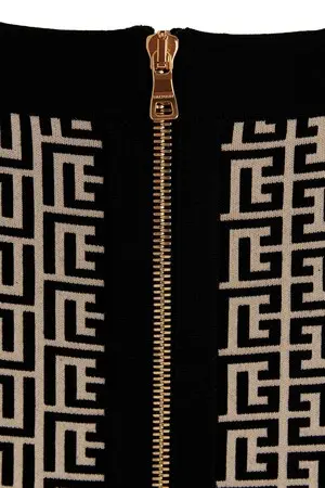 Balmain Monogram Zip-up Mini Skirt