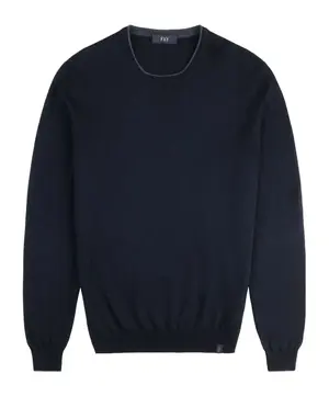 FAY Elbow-patch Wool Crewneck Jumper - Blue