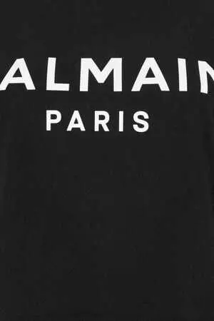 Balmain Logo Printed Cropped T-shirt - Black