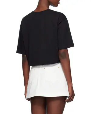 Balmain Logo Printed Cropped T-shirt - Black