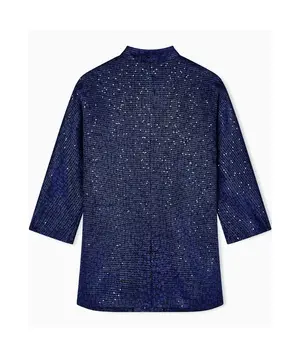 Giorgio Armani Sequin Embellished Stand Collar Jacket - Blue
