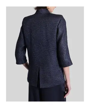 Giorgio Armani Sequin Embellished Stand Collar Jacket - Blue