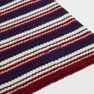 Celine Striped Ribbed Wool Turtleneck Sweater - Blue/beige/red