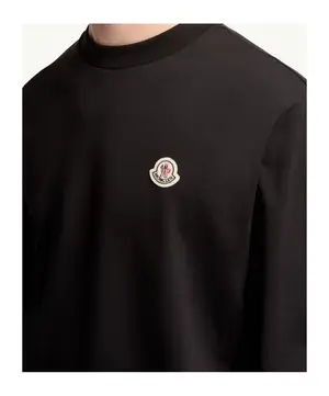 Moncler Crewneck Sweatshirt With Logo Patch - Black